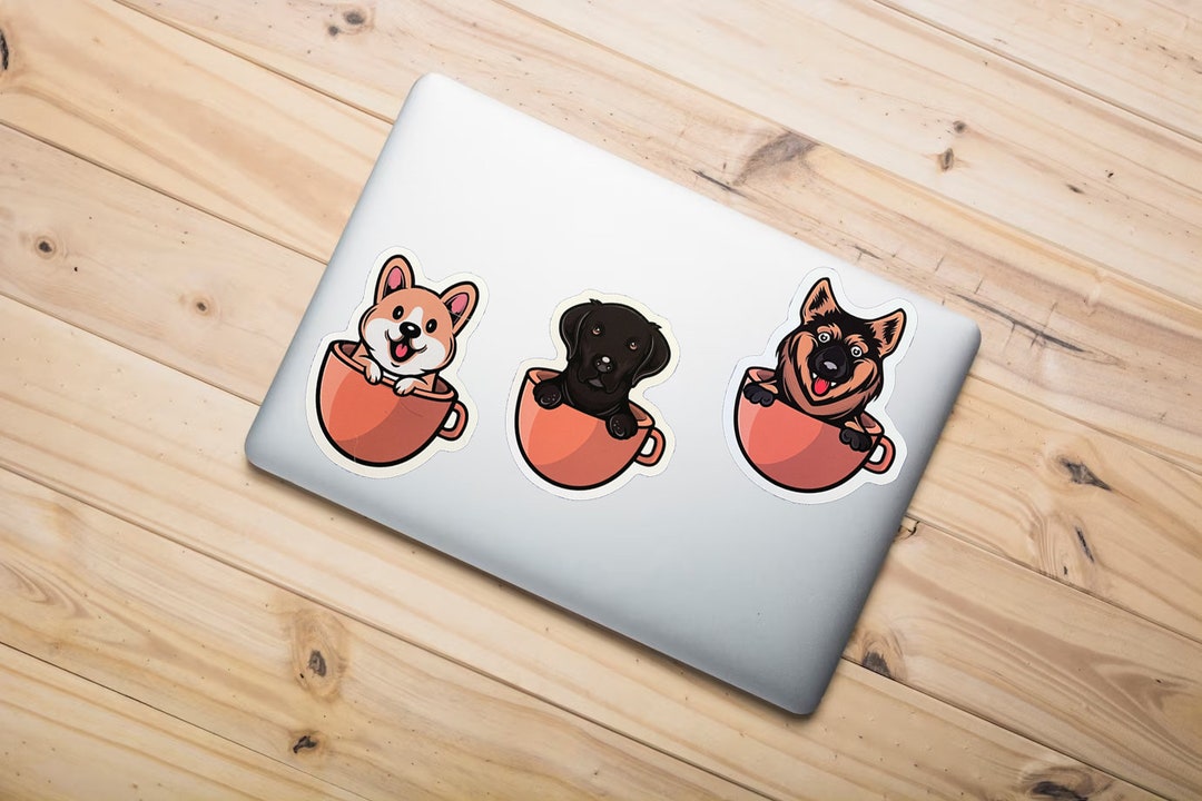 Adorable Pup Cup Stickers Unique Designs, Vinyl, Custom Sizes, and More ...