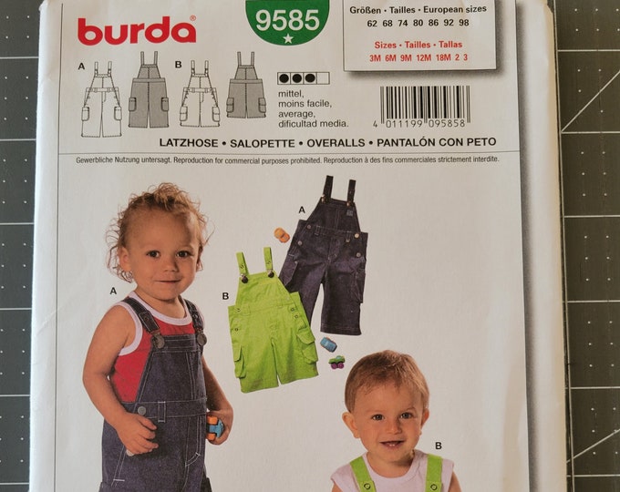 Burda 9585: Infants & Toddlers Overalls Sewing Pattern (uncut) - Etsy