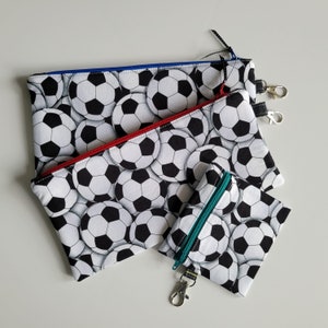 Small Clip on Change Purse, Coin Pouch, Zip Bag, Handmade With Soccer ...