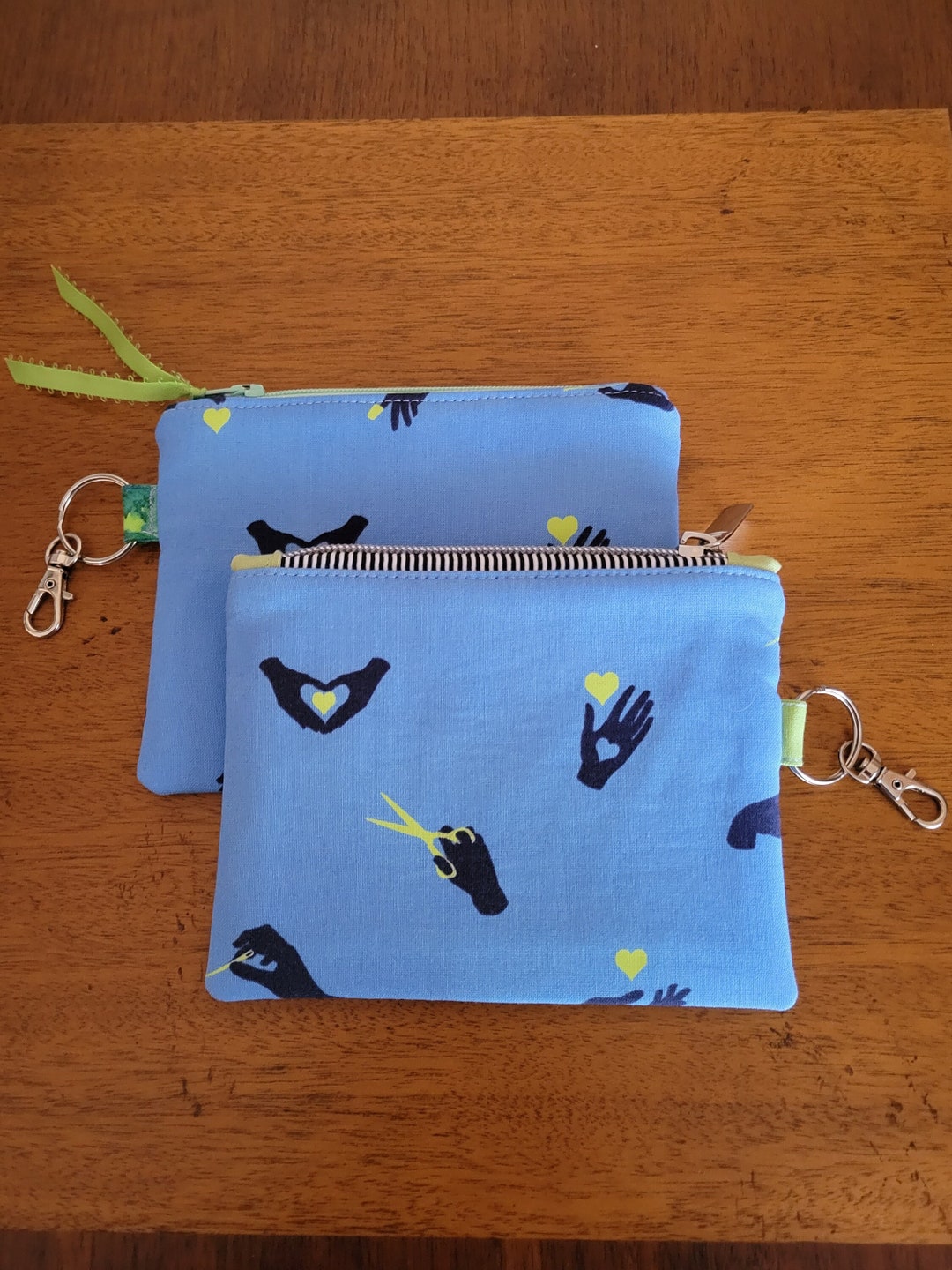 Handmade Coin Pouch: Tula Pink Busy Fingers Fabric, Key Ring Clip - Etsy