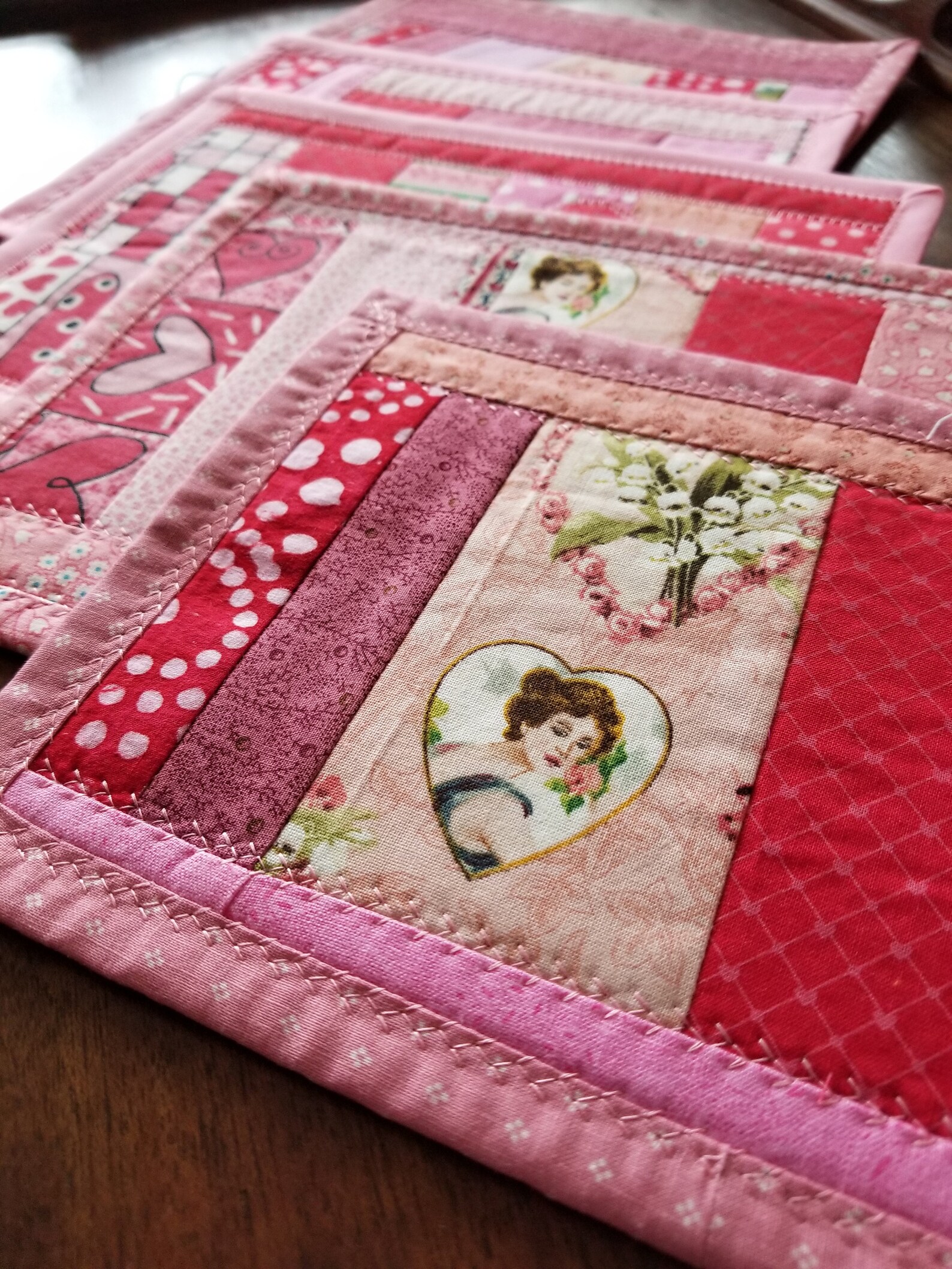 Quilted Mug Rug: Victorian Cherubs, Hearts, Florals - Valentine's Day ...