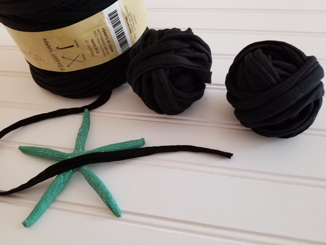 Black Zpagetti T-shirt Yarn, 10mm, Made From Recycled Factory Cut-offs ...