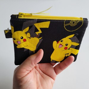 Pokémon Pikachu on Black Coin Purse Fabric Zipper Bag - Etsy