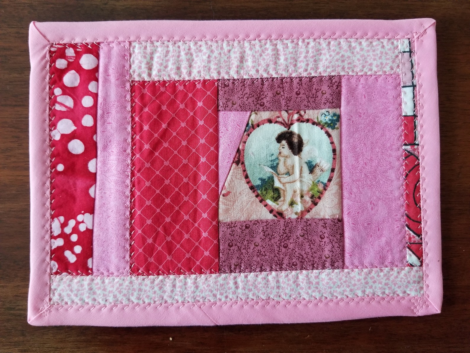 Quilted Mug Rug: Victorian Cherubs, Hearts, Florals - Valentine's Day ...
