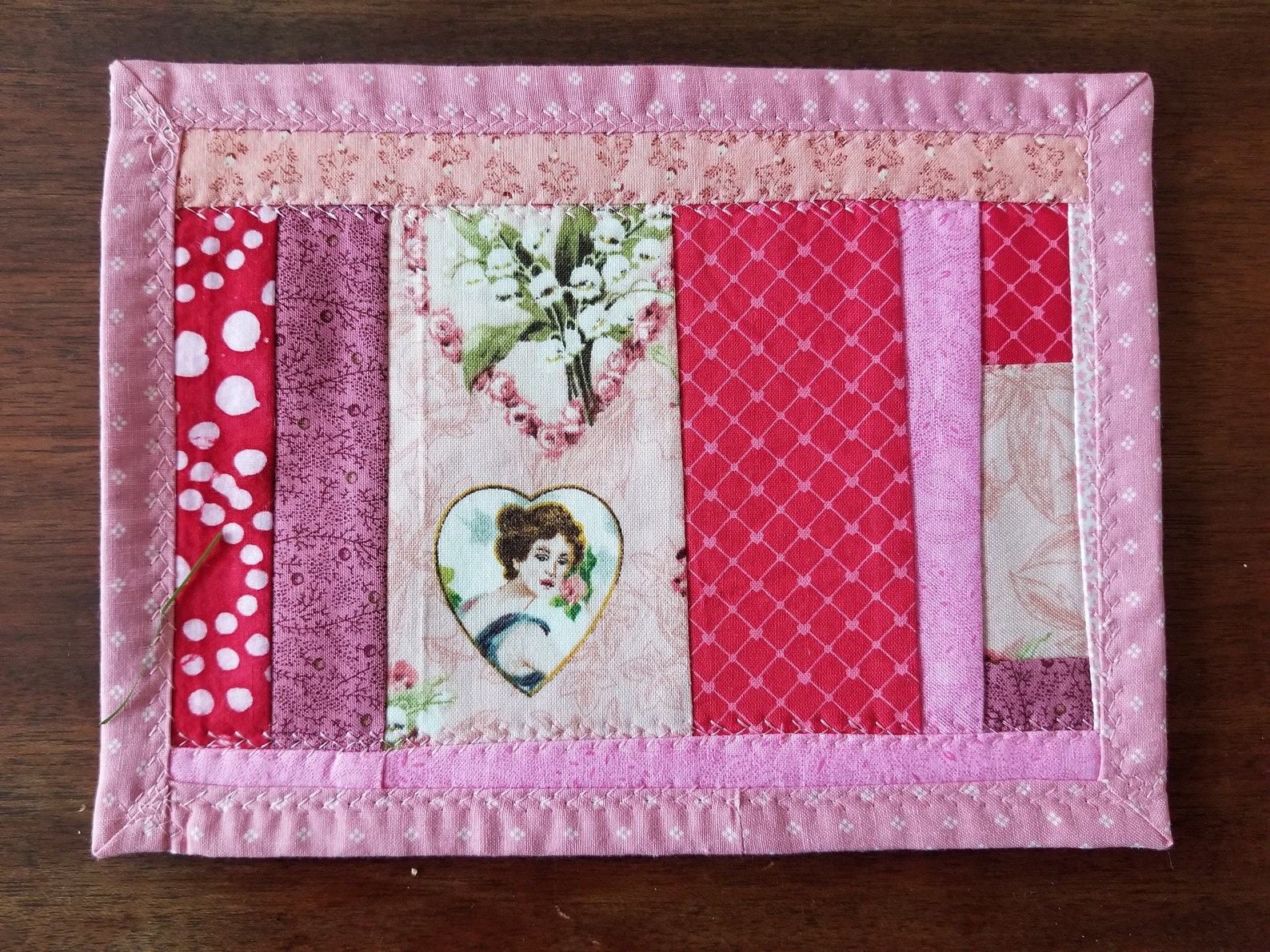 Quilted Mug Rug: Victorian Cherubs, Hearts, Florals - Valentine's Day ...