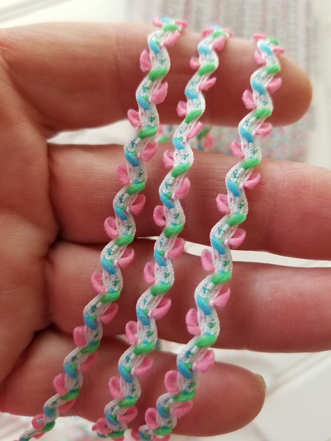 Vintage Embroidered White Rick Rack With Pink, Blue, Green, Fancy ...