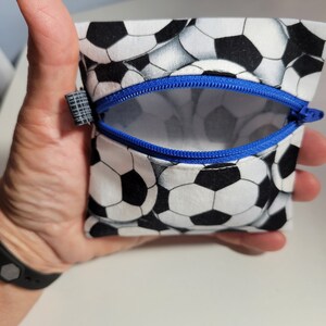 Small Clip on Change Purse, Coin Pouch, Zip Bag, Handmade With Soccer ...