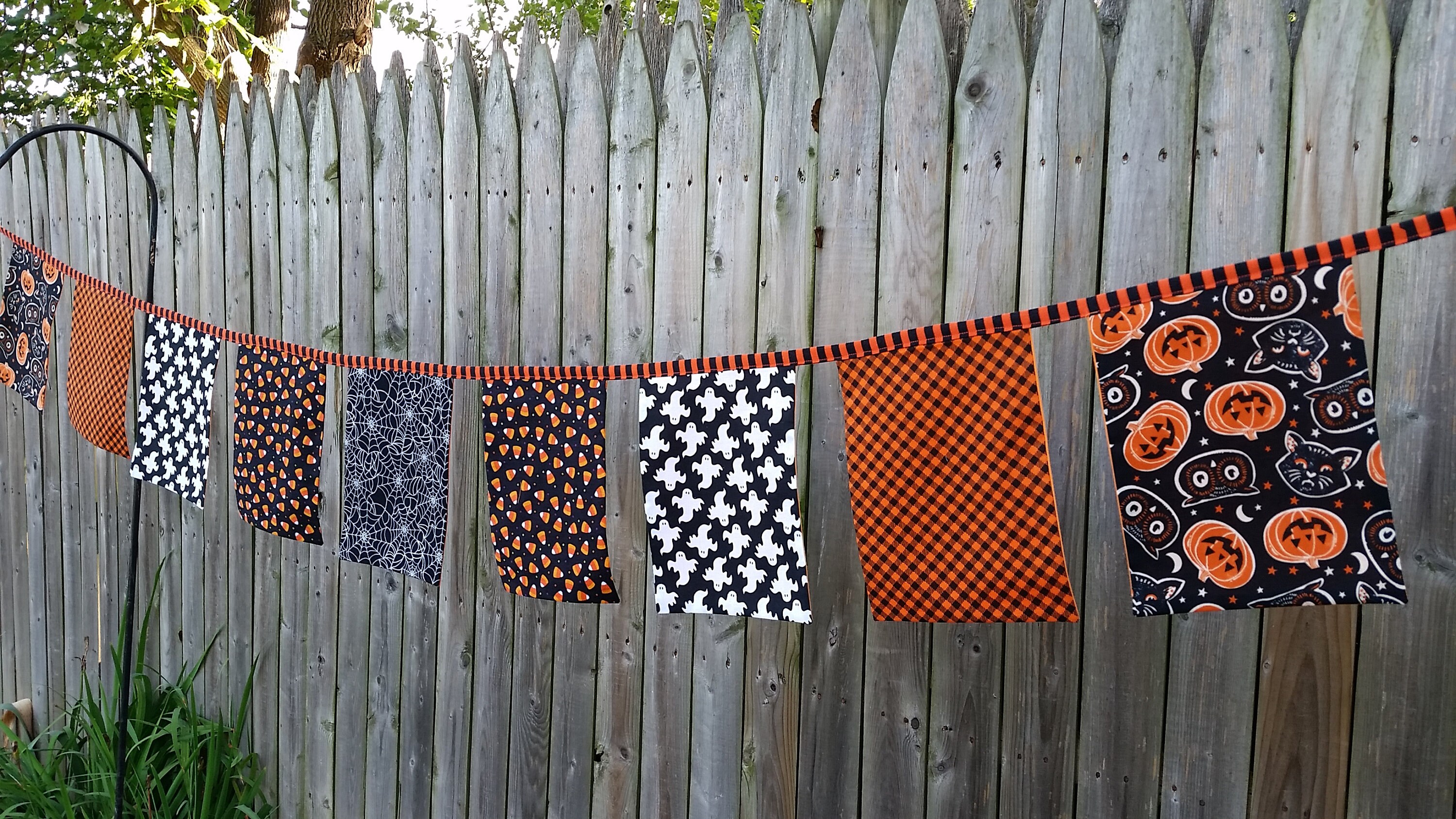 Halloween Fabric Flag Bunting Banner Garland Orange Black Cats | Etsy