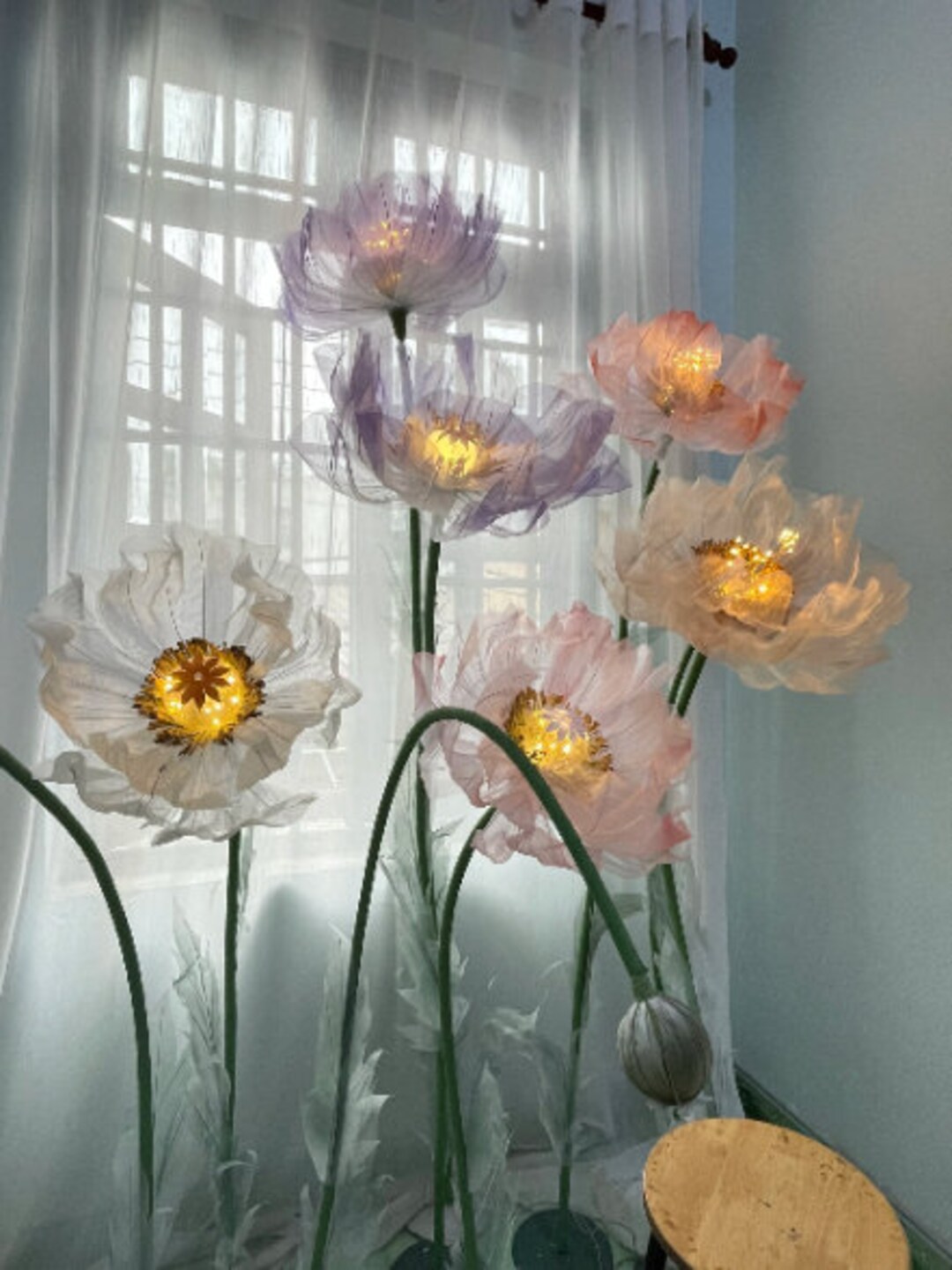 Stunning Floral With Lights, Oversized Flowers Backdrop Decoration ...