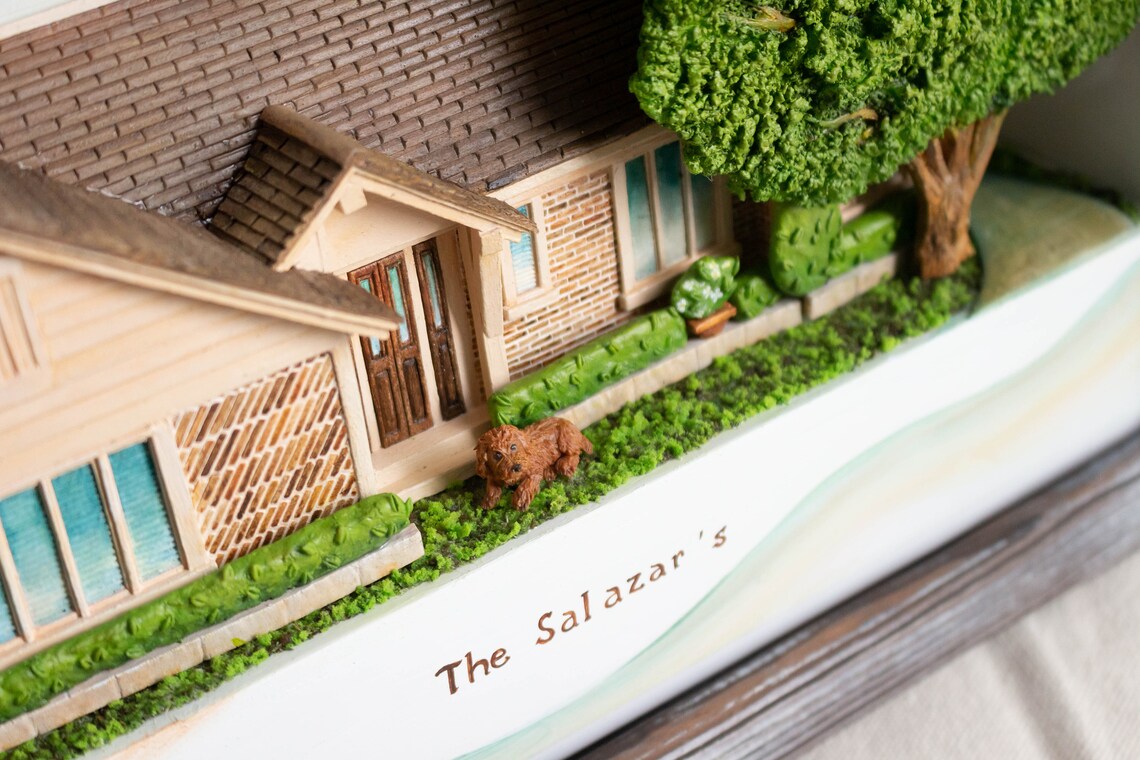 Custom Gift Farm House Clay Miniature, Framed 3D Dimensional Clay House ...