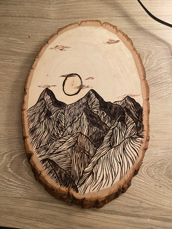 Mountain Scene Wood Burning | Etsy