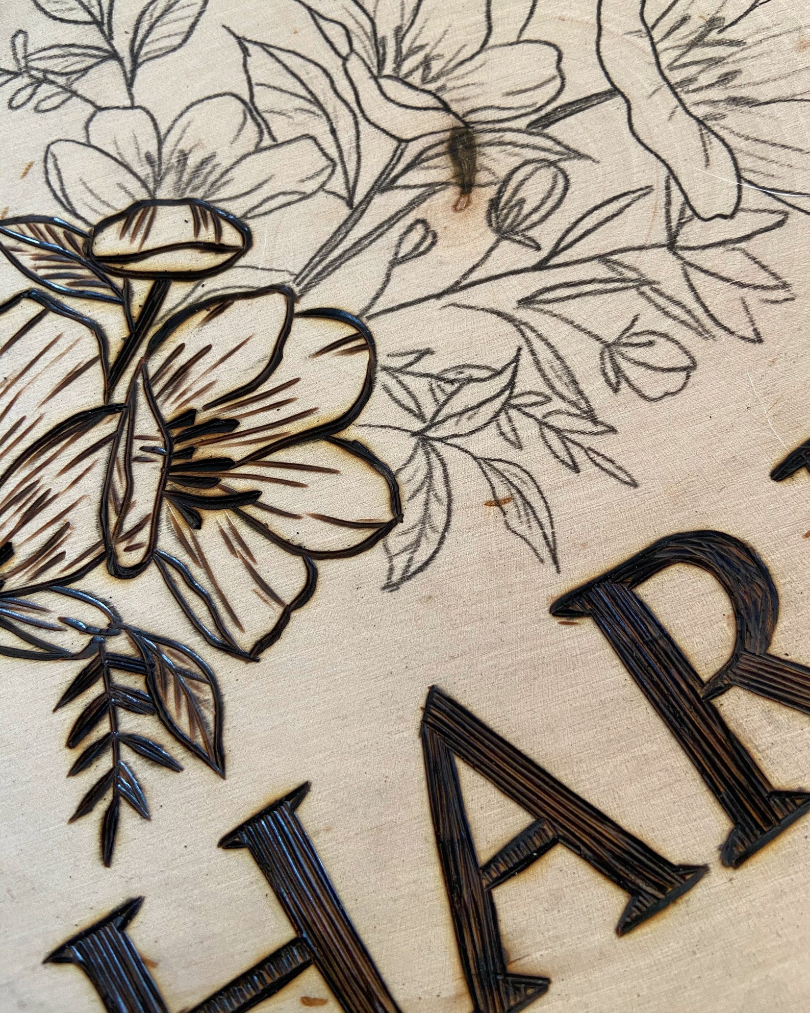 CUSTOM personalized / name & flowers woodburning | Etsy
