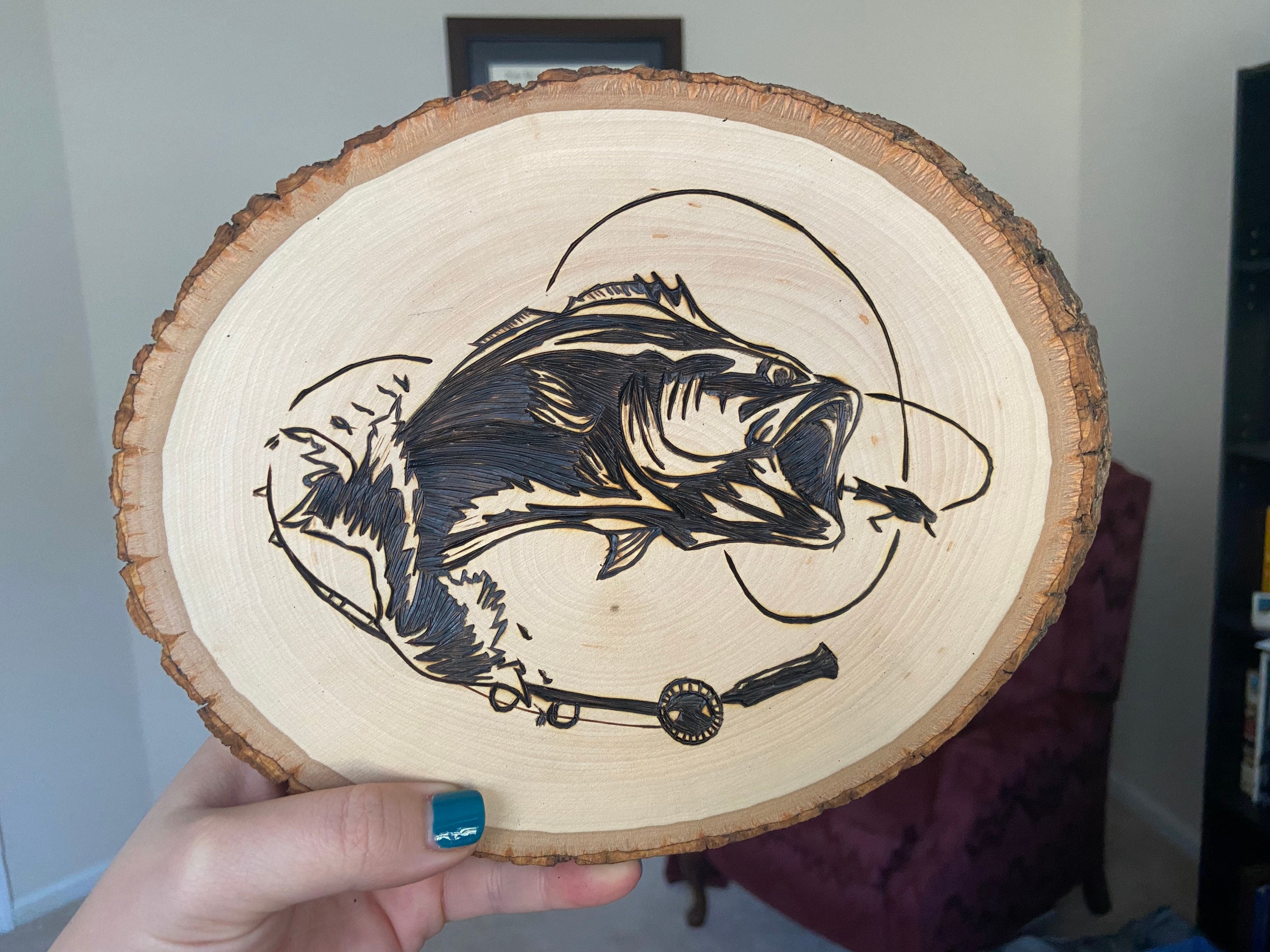 Bass Fish Woodburning | Etsy