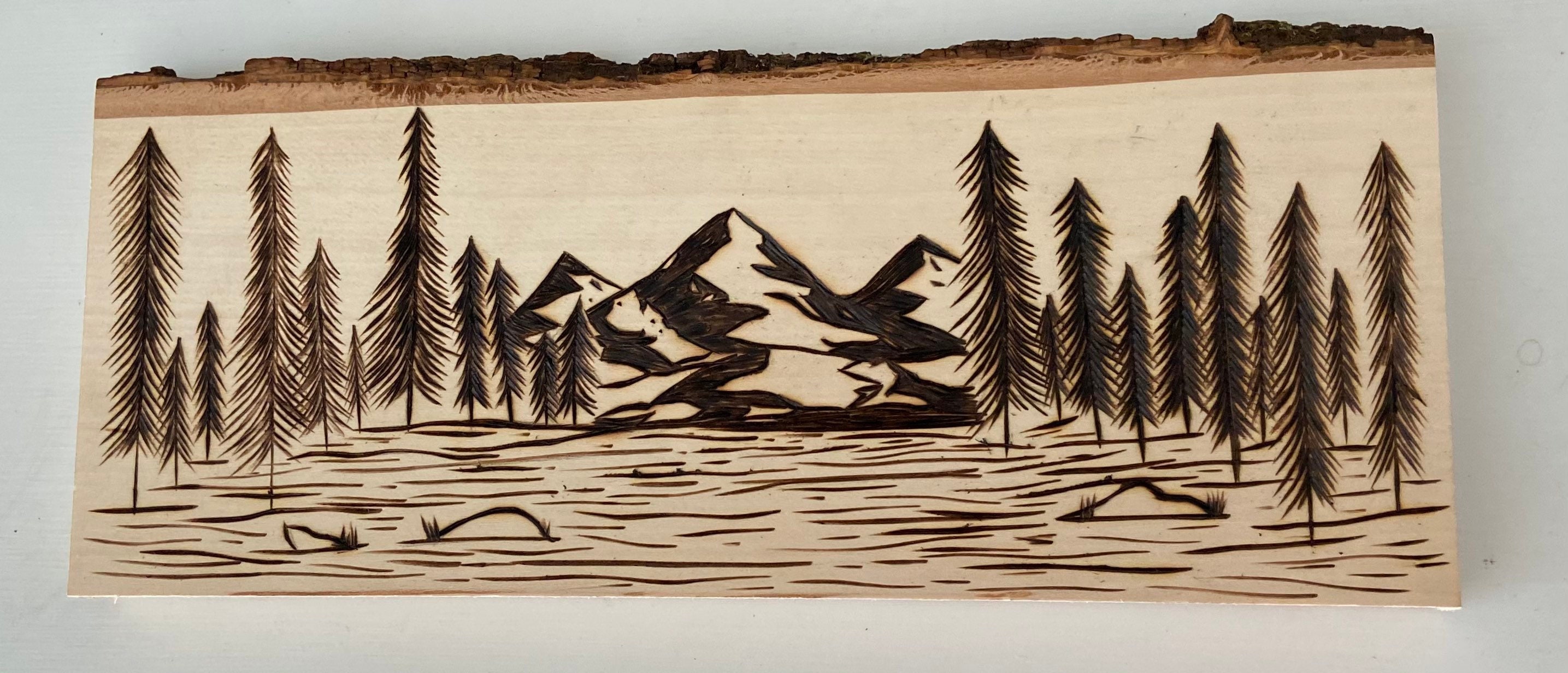 Mountain & Forest Scene Wood Burning | Etsy