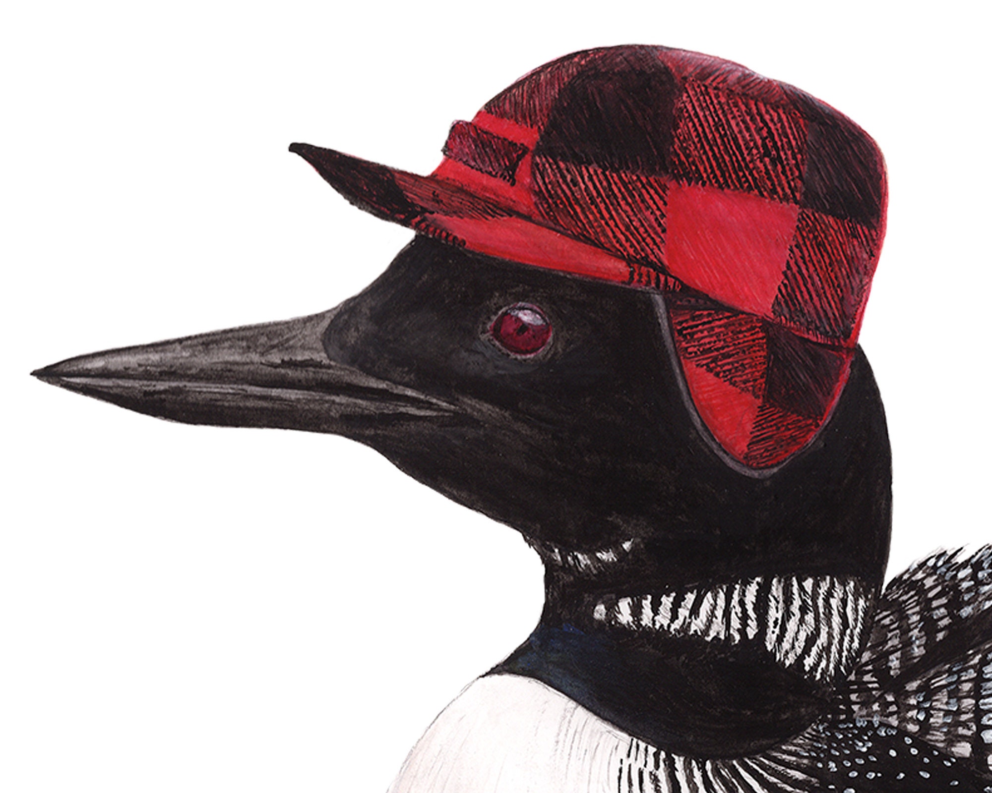 Art Print No.24 - "common Loon With Flap Cap" - Etsy