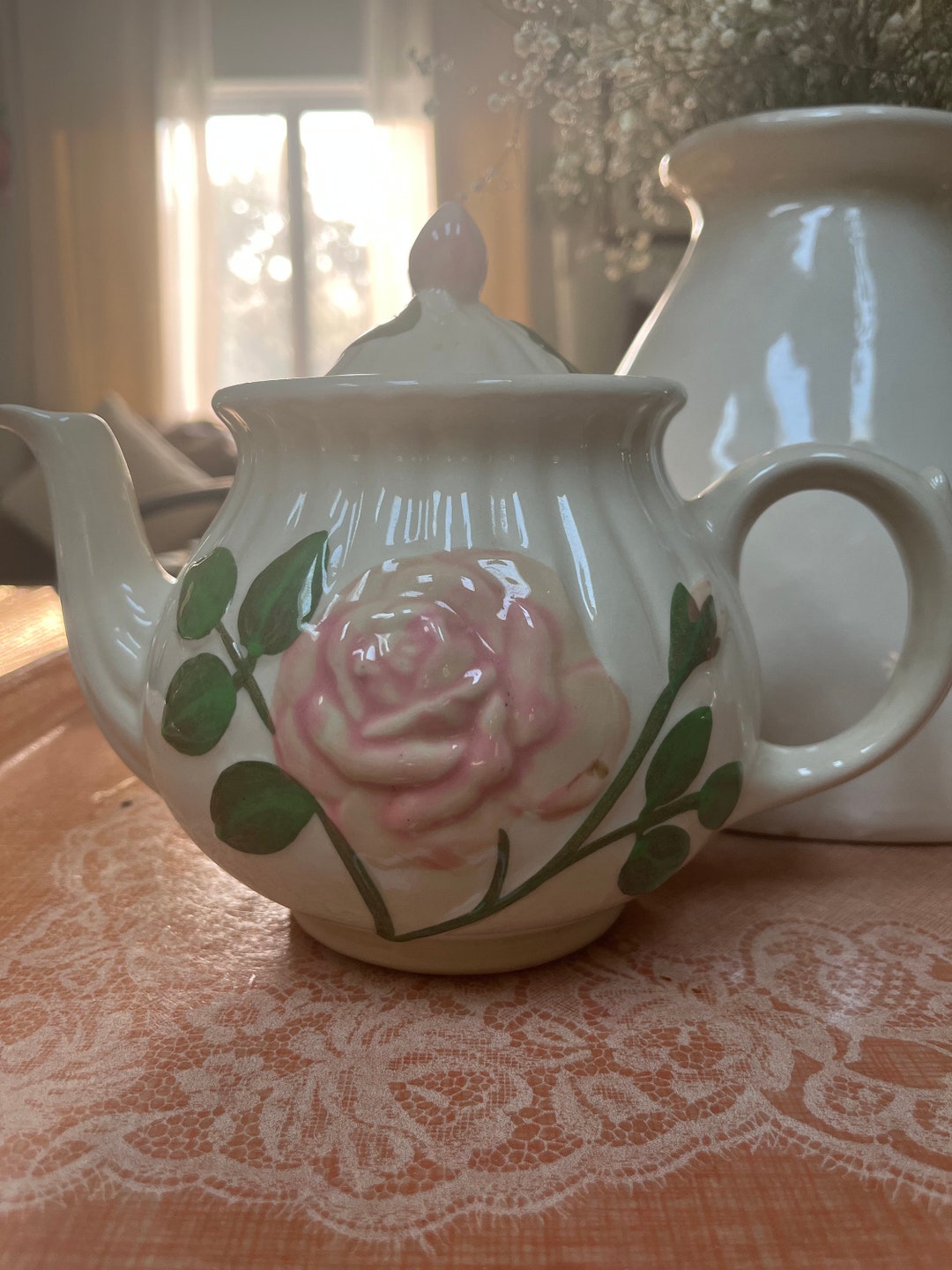 Vintage Shawnee Teapot Pink Rose - Etsy