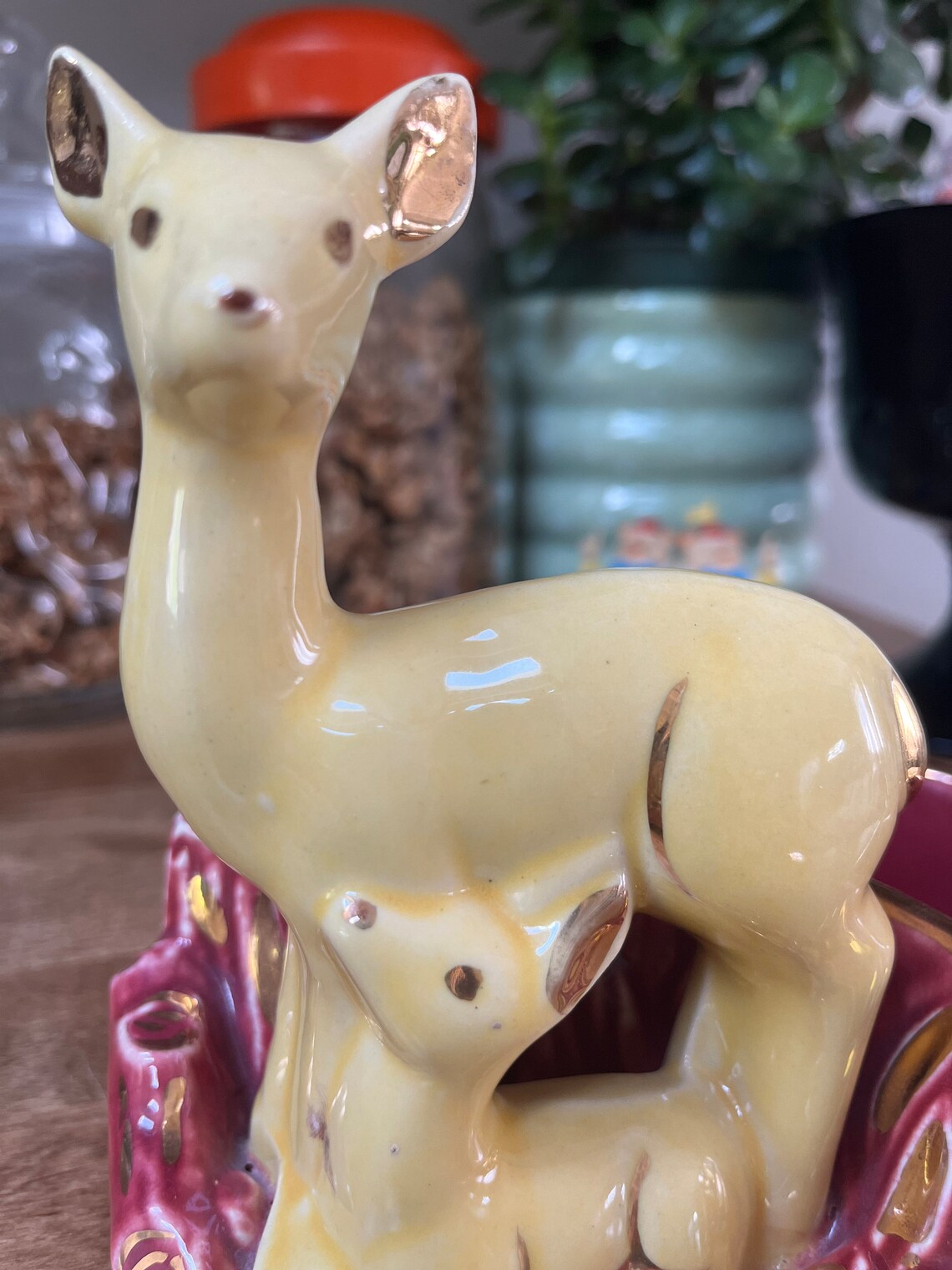 Vintage Shawnee Planter Fawn and Baby Deer, Gold Trimmed - Etsy