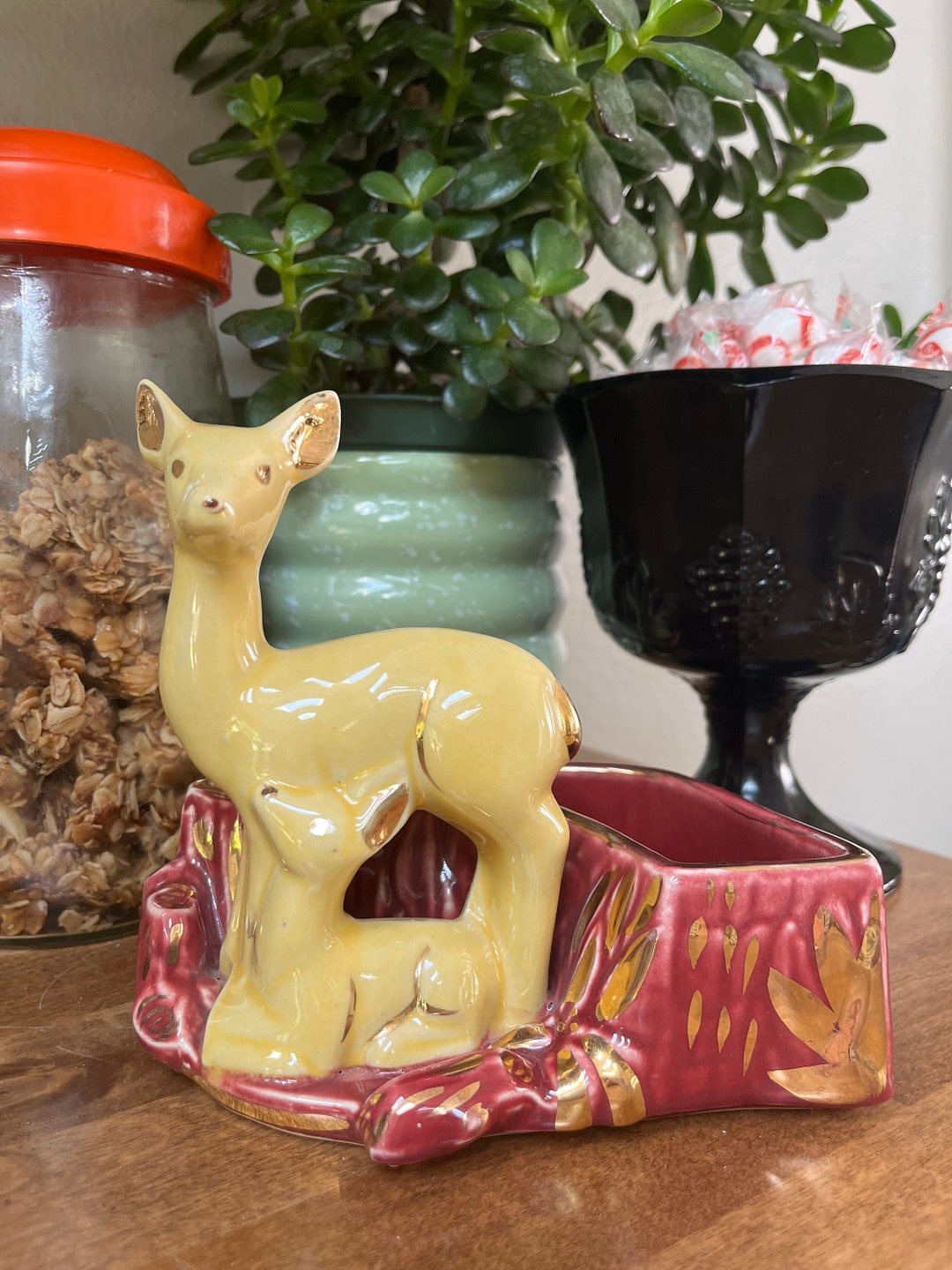 Vintage Shawnee Planter Fawn and Baby Deer, Gold Trimmed - Etsy