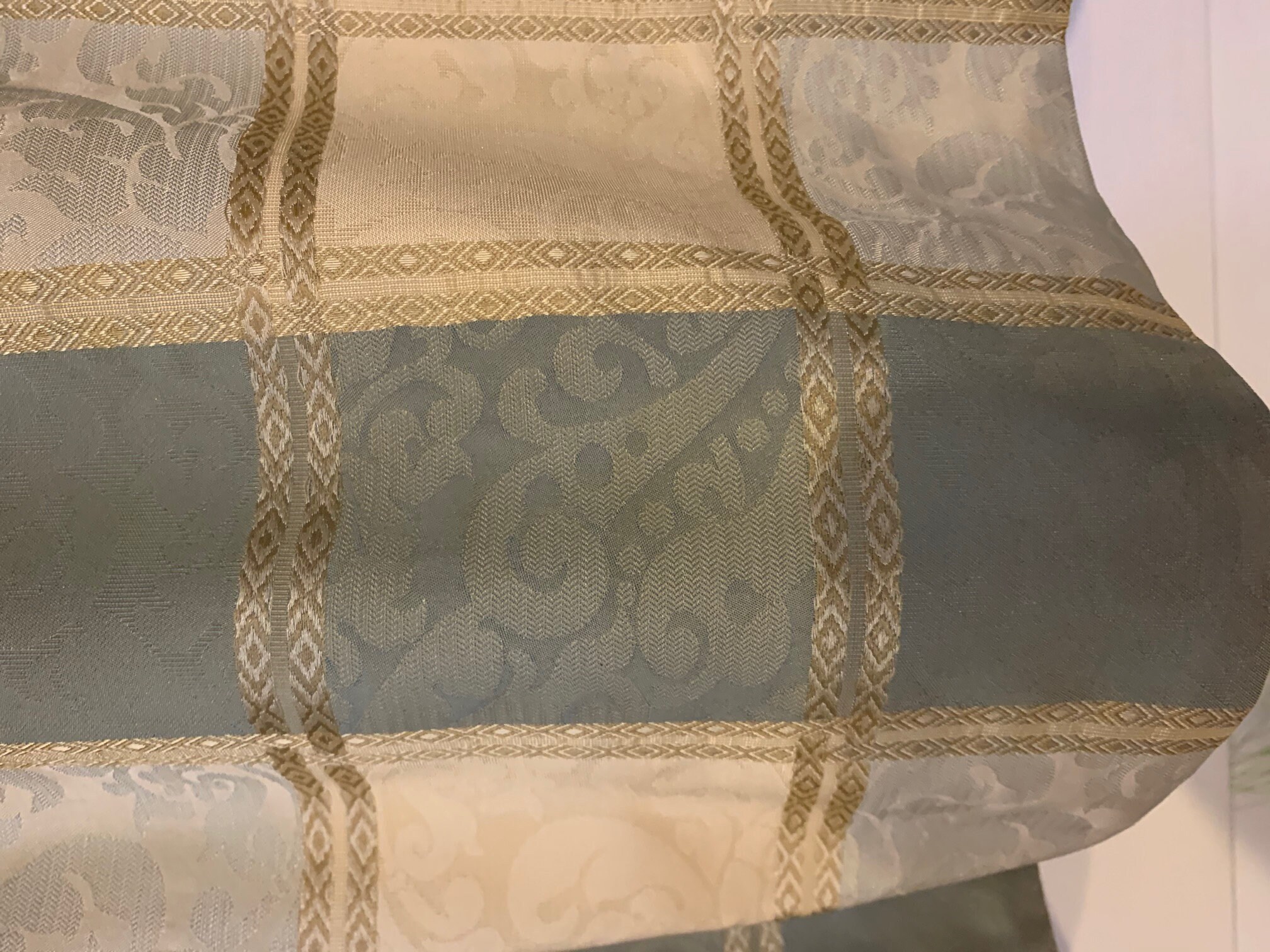 Silk Valance Blue Plaid Valance Blue Gray Valance Rod - Etsy