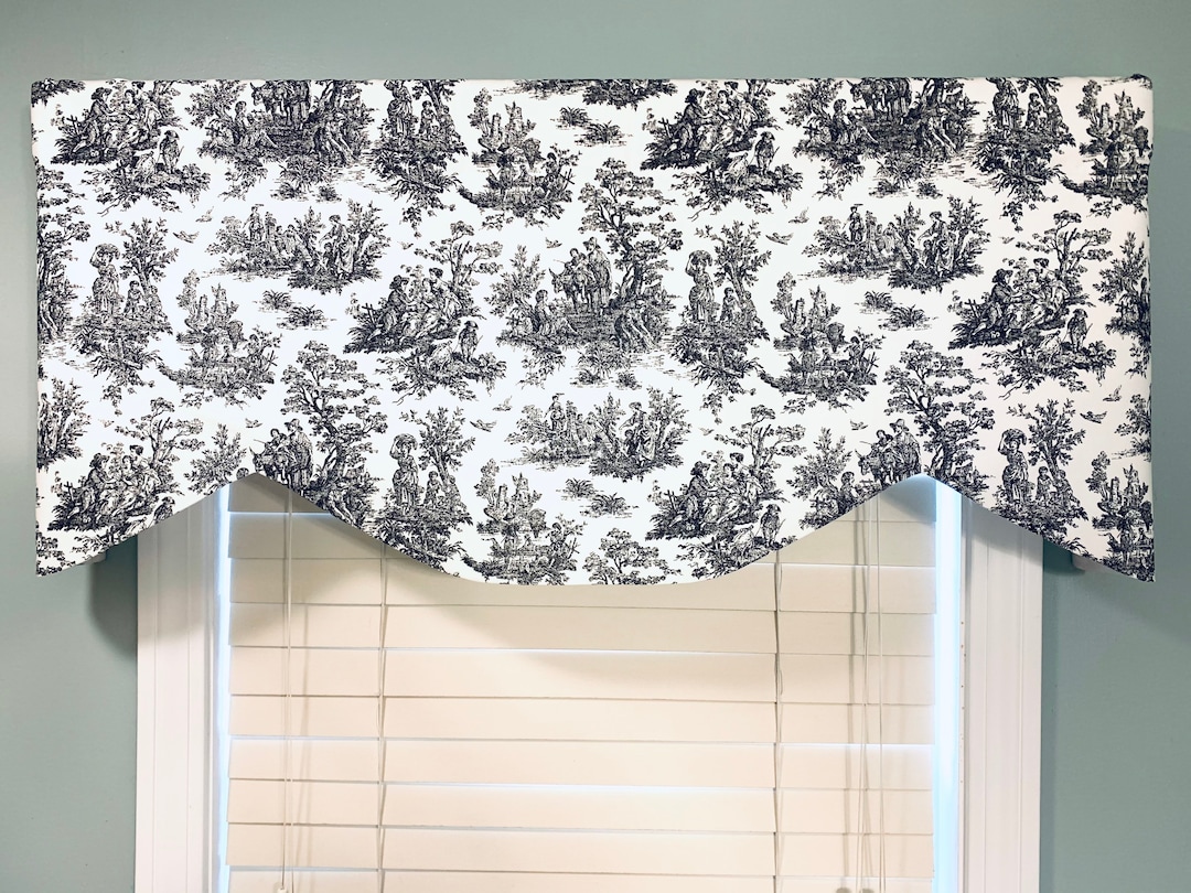 Toile Valance, Farmhouse Valance, White Black Toile Valance, French ...