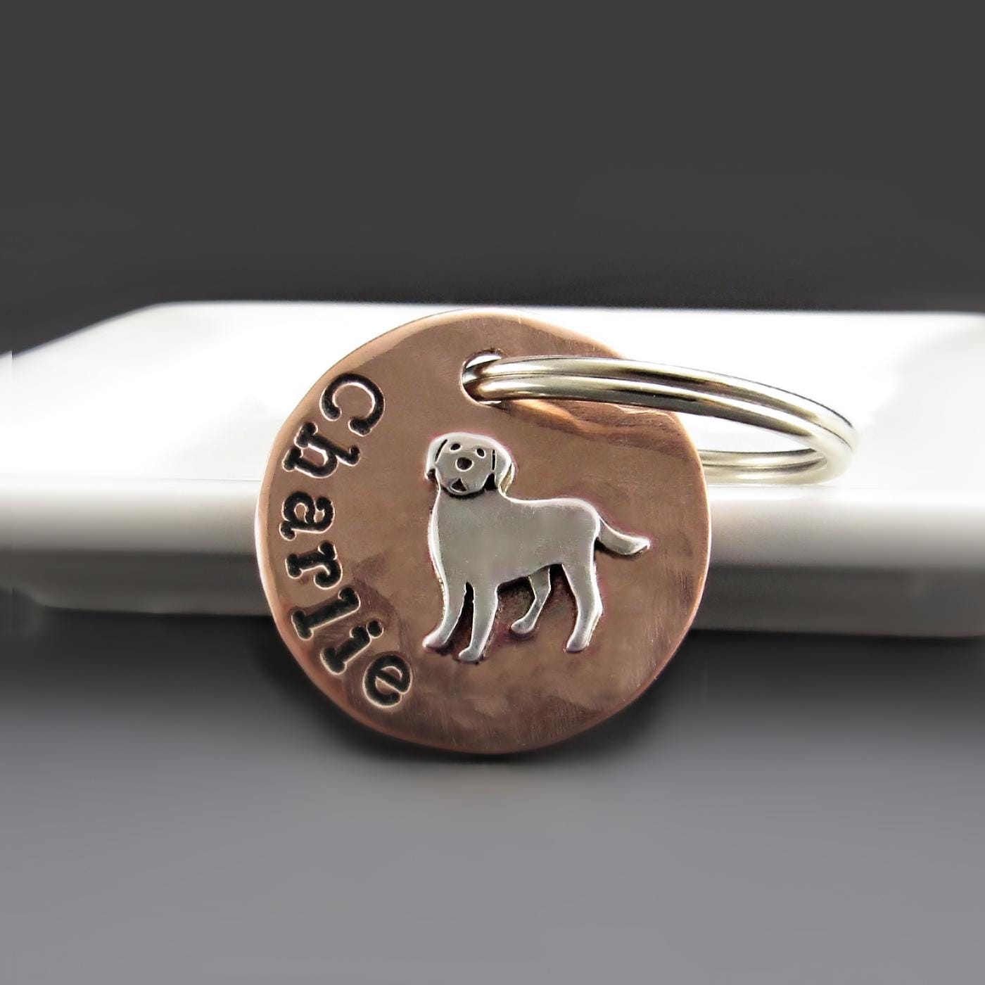Dog Tag With Labrador Body 3D Charm | Custom Handmade Lab Pet ID Name ...