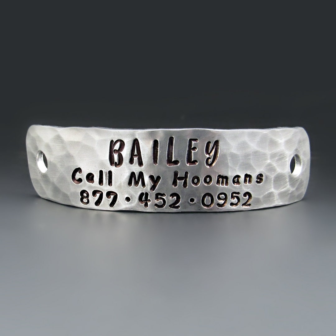 Personalized Wide Name Plare per ID Dog Tag Copper, Silver OR Brass Pet ...