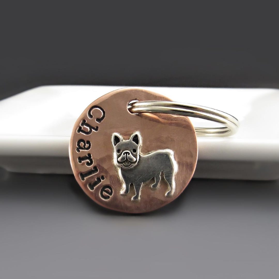 Personalized Dog Tag With French Bulldog Charm Pit Bull, Pug, Corgi ...