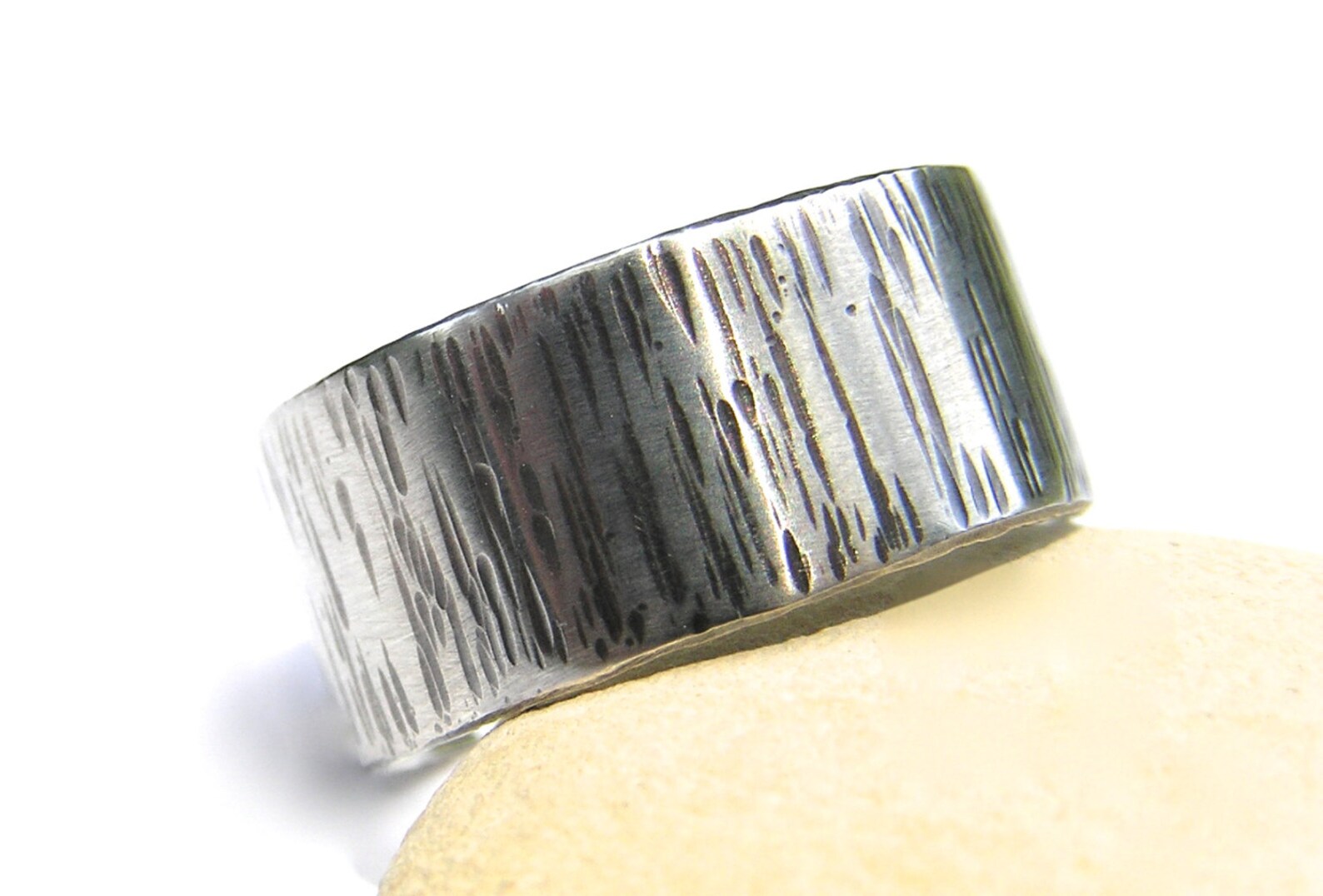 Sterling Silver Bark Texture Ring Mens Ring Textured Silver - Etsy