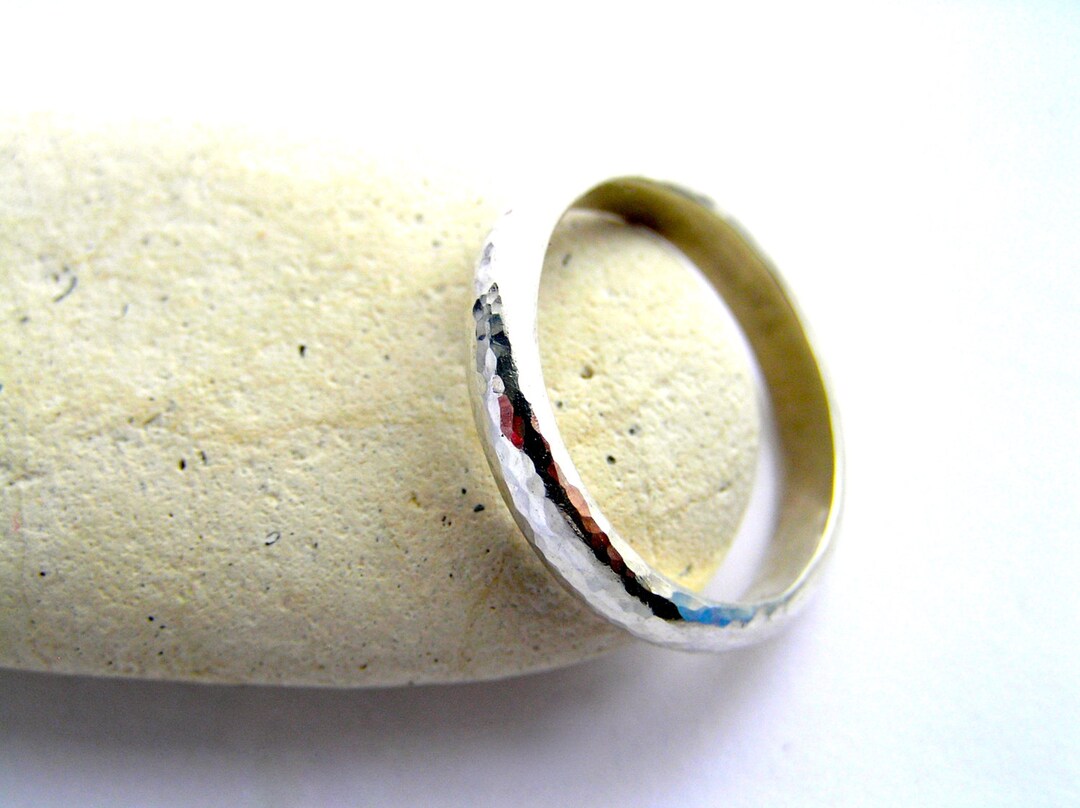 Hammered Sterling Silver Ring Silver Wedding Ring Handmade - Etsy
