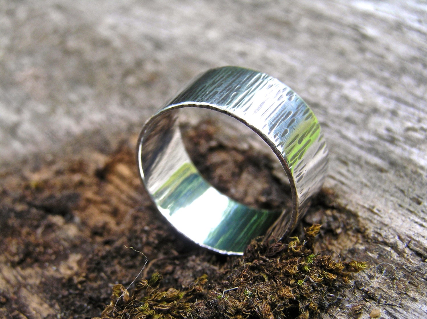 Sterling Silver Bark Texture Ring, Mens Ring, Textured Silver Ring ...