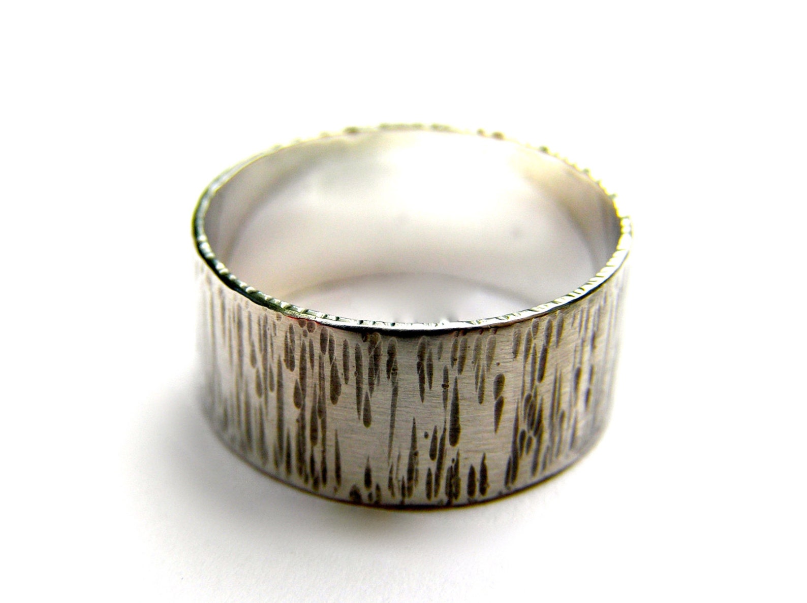 Sterling Silver Bark Texture Ring Mens Ring Textured Silver - Etsy