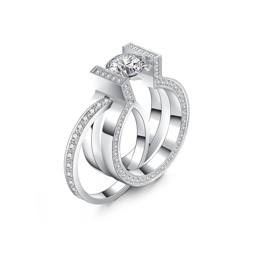 RG108WRG111W B.tiff 2 Ct Round Solitaire Interlocking Engagement Ring ...
