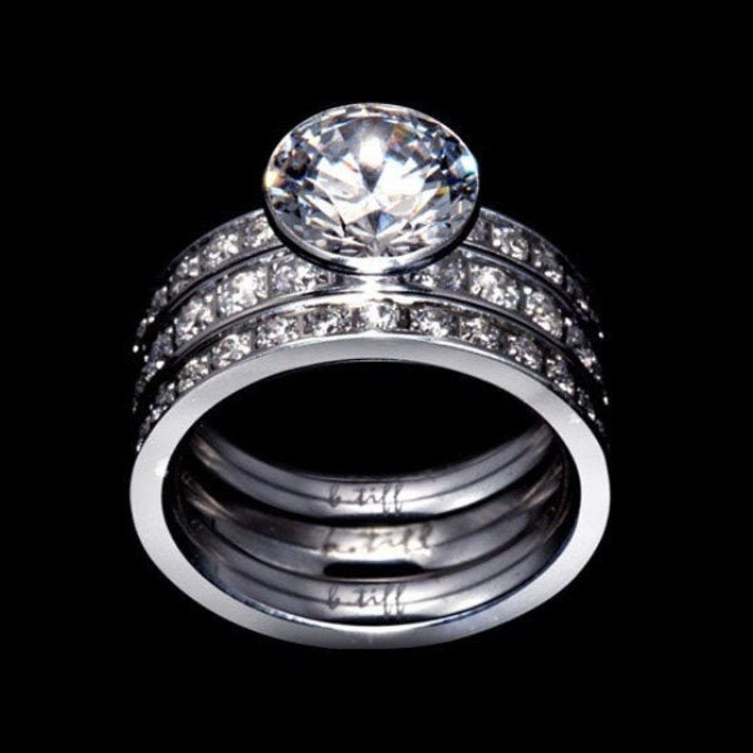 B.tiff 2 Ct Solitaire Pave Engagement Ring & Eternity Bands - Etsy