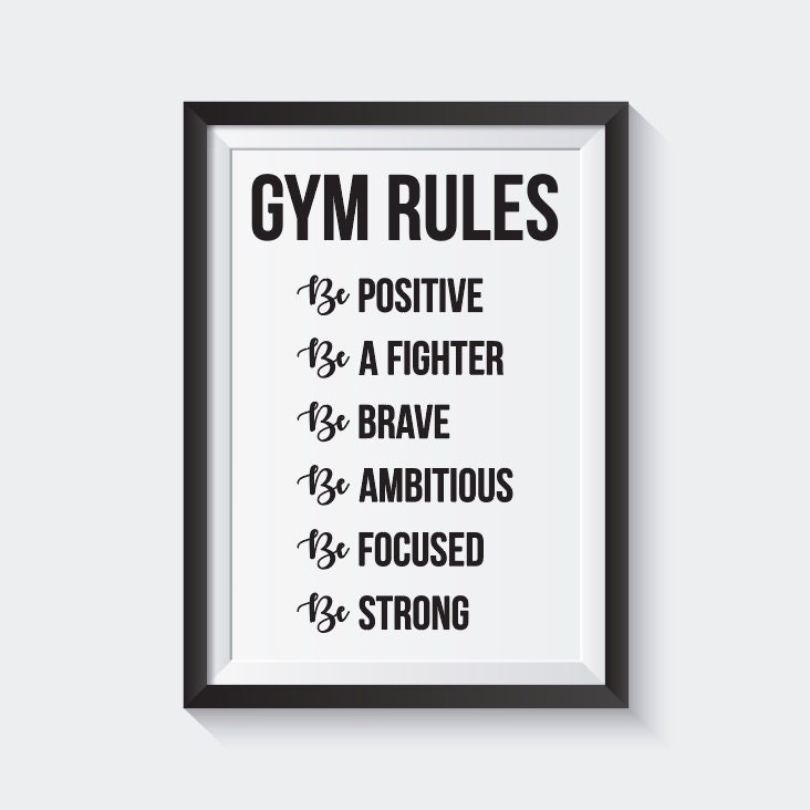 Gym Rules | Home Gym Wall Art | Printable Art | Digital Download 8" X ...