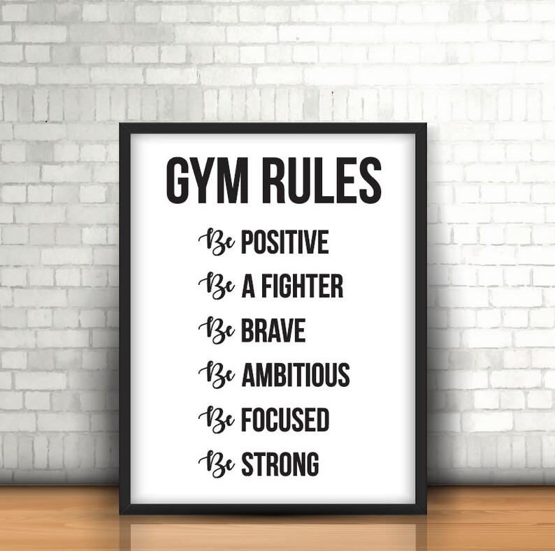 Gym Rules | Home Gym Wall Art | Printable Art | Digital Download 8" X ...