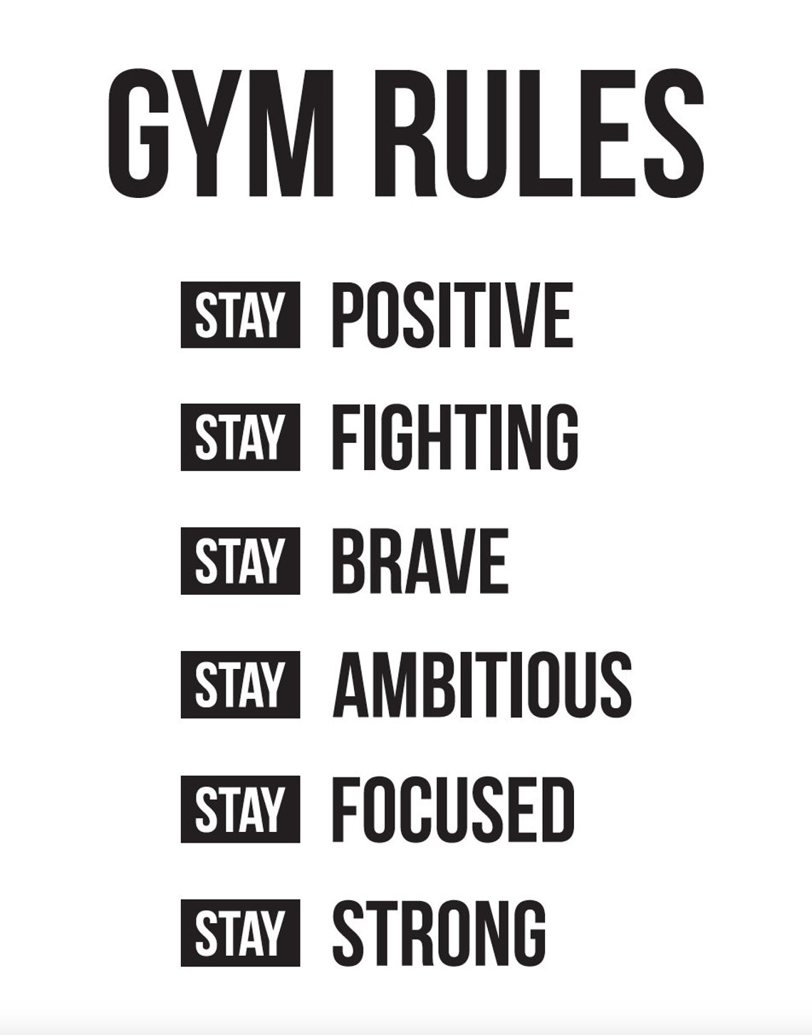 Gym Rules | Home Gym Wall Art | Printable Art | Digital Download 8" X ...