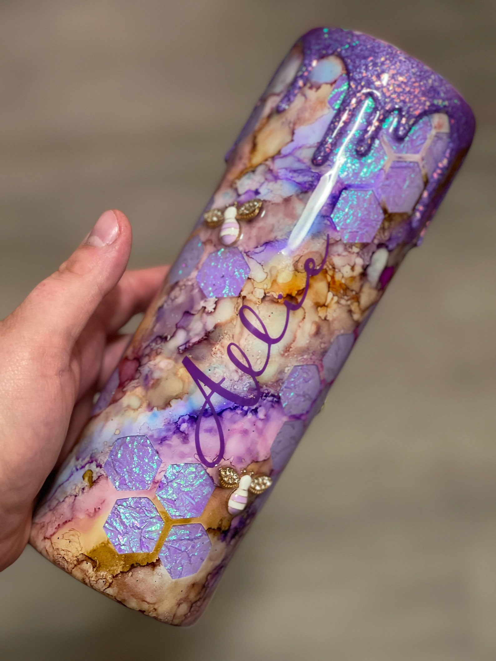 Purple Opal 3D Honey Bee Drip Honey Comb Tumbler Bumble Bee - Etsy