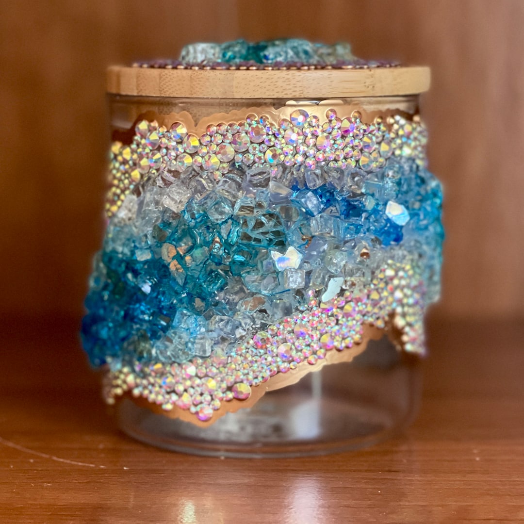 14oz Blue Topaz Geode Stash Jar Moon Water Jar Crystal Jar - Etsy
