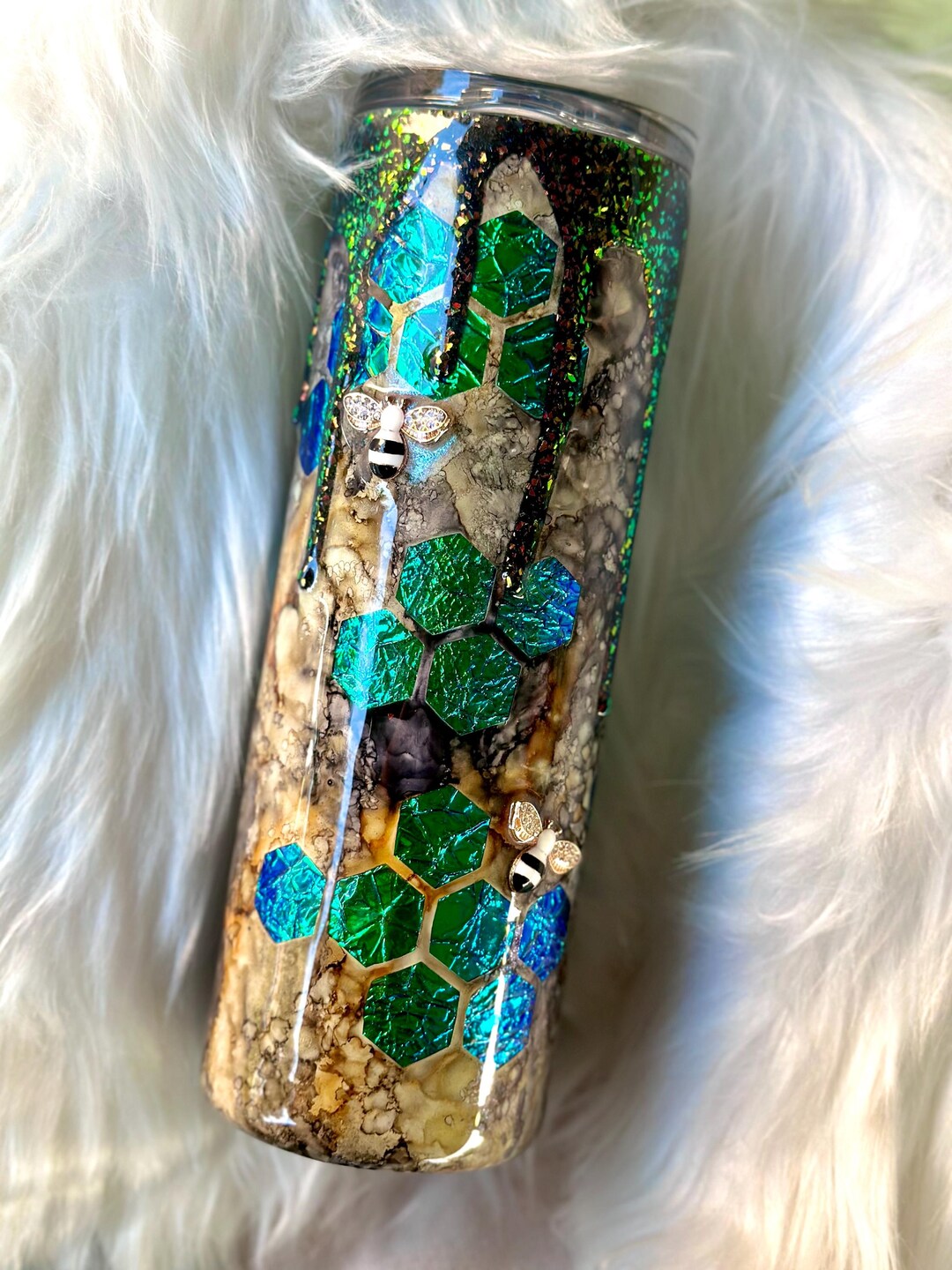 Black Opal 3D Honey Bee Drip Honey Comb Tumbler Bumble Bee - Etsy