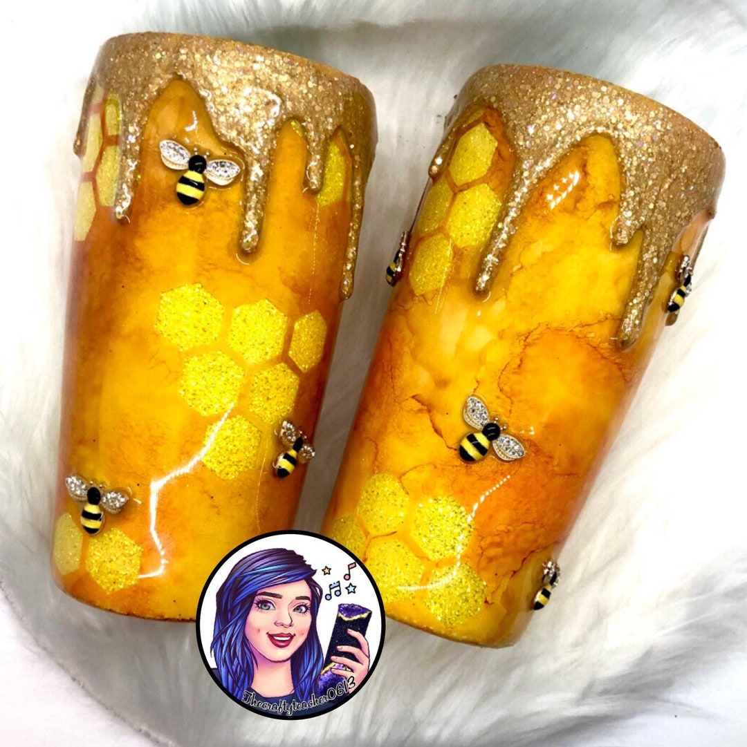 3D Yellow Honey / Bumble Bee Honey Comb Drip Tumbler - Etsy