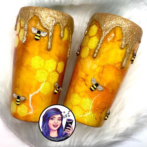 Purple Opal 3D Honey Bee Drip Honey Comb Tumbler Bumble Bee - Etsy Purple Opal 3D Honey Bee Drip Honey Comb Tumbler Bumble Bee - Etsy
