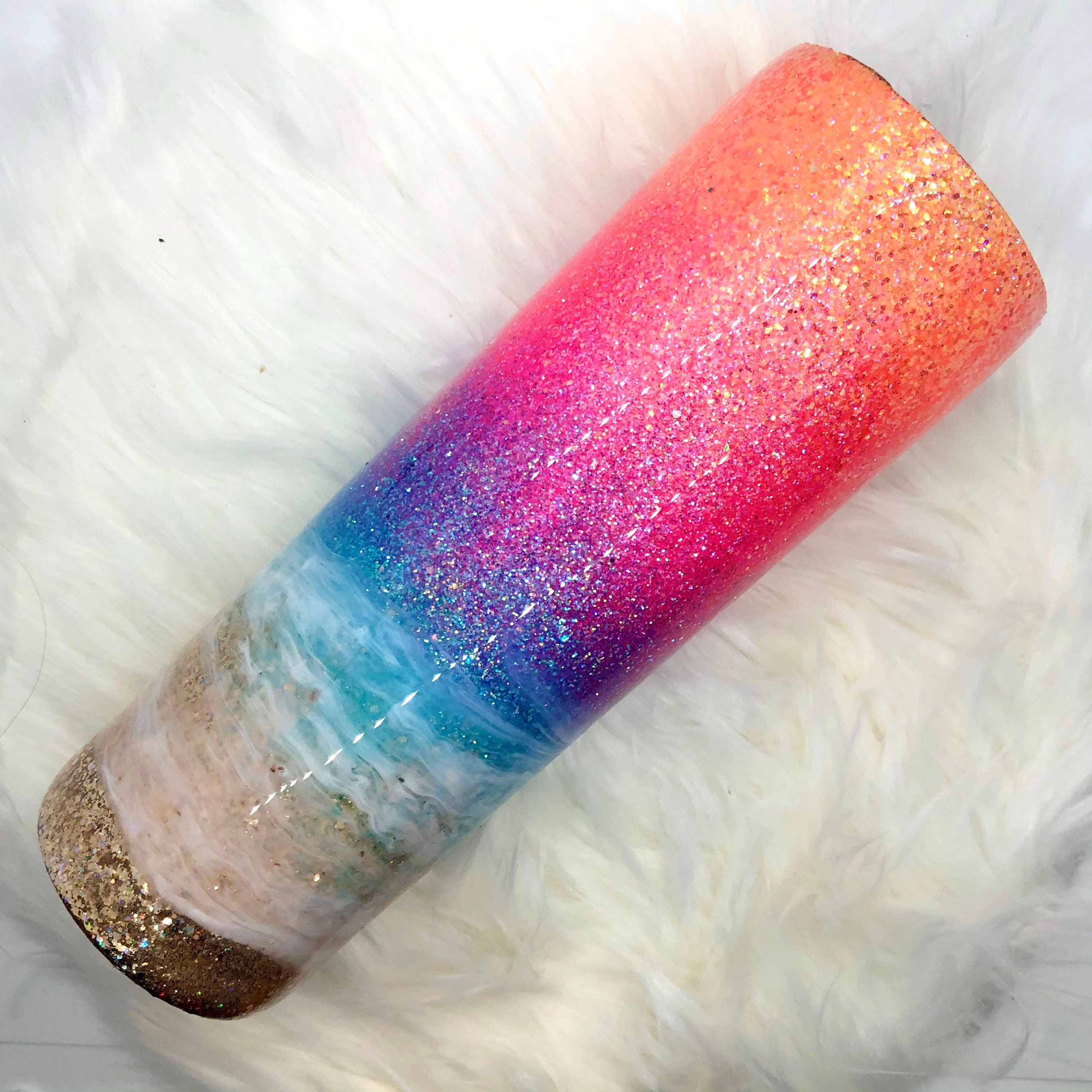 Neon Sunset Beach Glitter Tumbler - Etsy