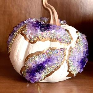 Pumpkin Amethyst Geode and Rhinestone Statue Home Decor Fall Autumn ...