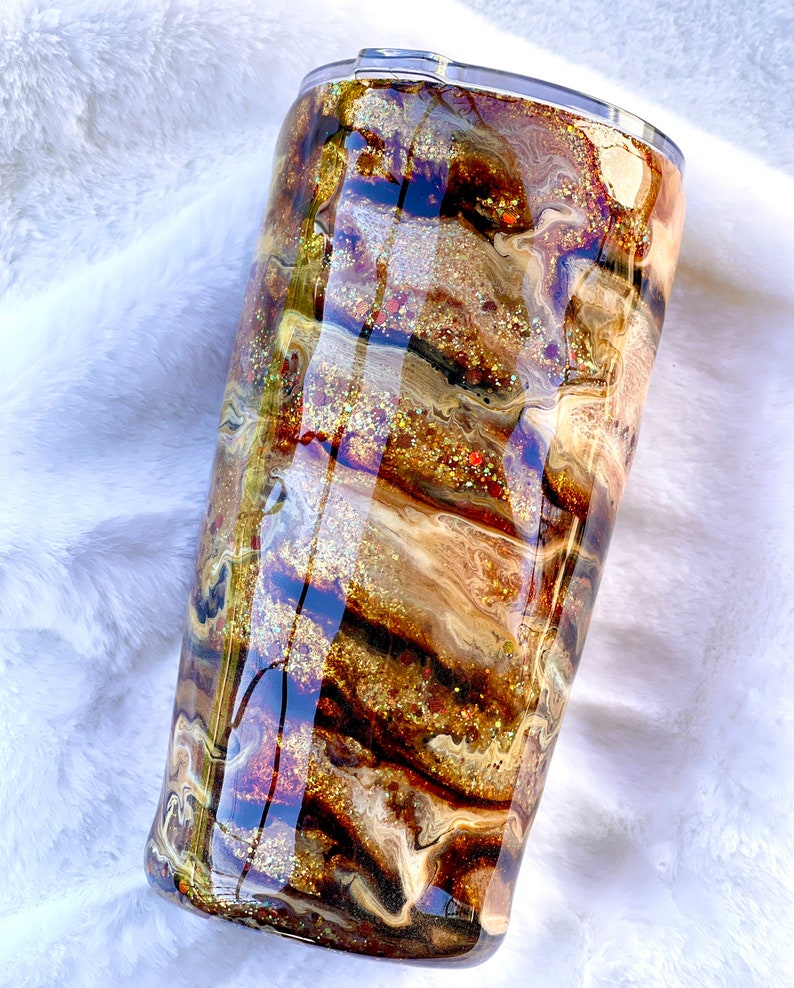 Coffee Swirl Alcohol Ink and Glitter Tumbler - Etsy