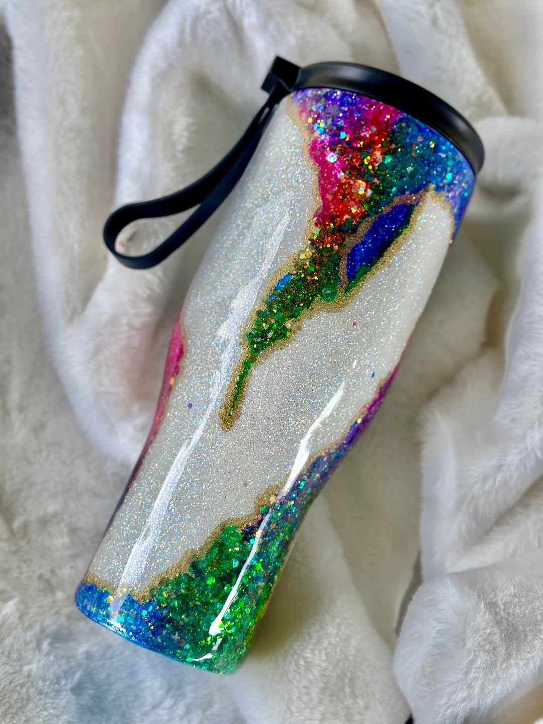 Alcohol Ink Geode Glitter Tumbler - Etsy