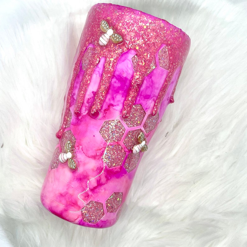 Pink 3D Honey Bee Drip Honey Comb Tumbler Bumble Bee - Etsy