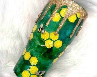 Blue 3D Honey Bee Drip Honey Comb Tumbler Bumble Bee | Etsy