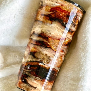 Coffee Swirl Alcohol Ink and Glitter Tumbler - Etsy