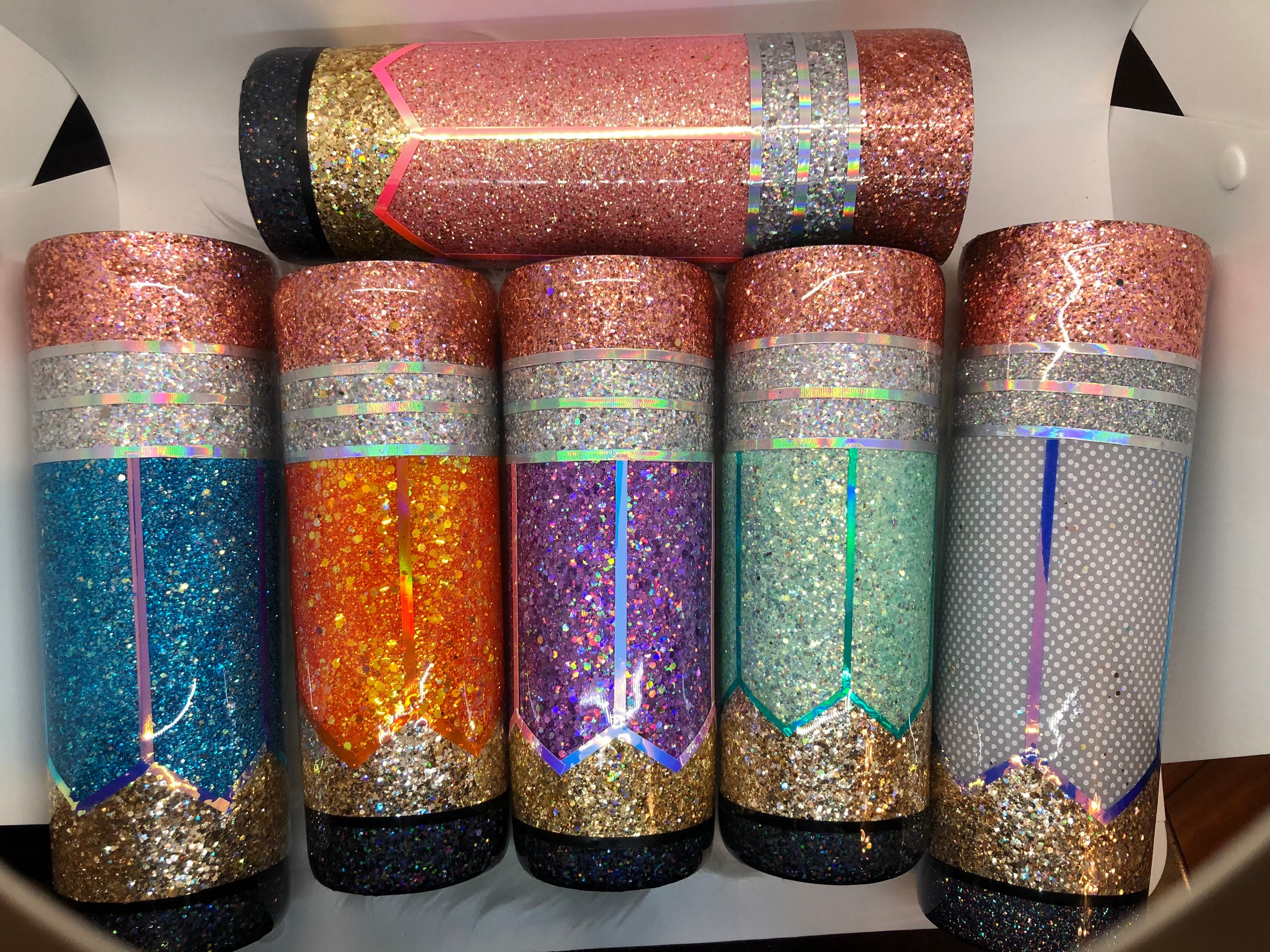 Teacher Pencil Glitter Tumbler Colored (teacher Appreciation) Custom ...