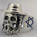 Sterling Silver Jewish Rabbi Skull Ring With Star of David - Etsy